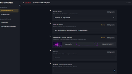 ¡Barras de objetivos de Twitch en OWN3D Pro!